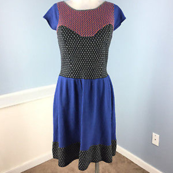 Anthropologie | Dresses | Sparrow Anthro Dress S Blue Orange Colorblock ...